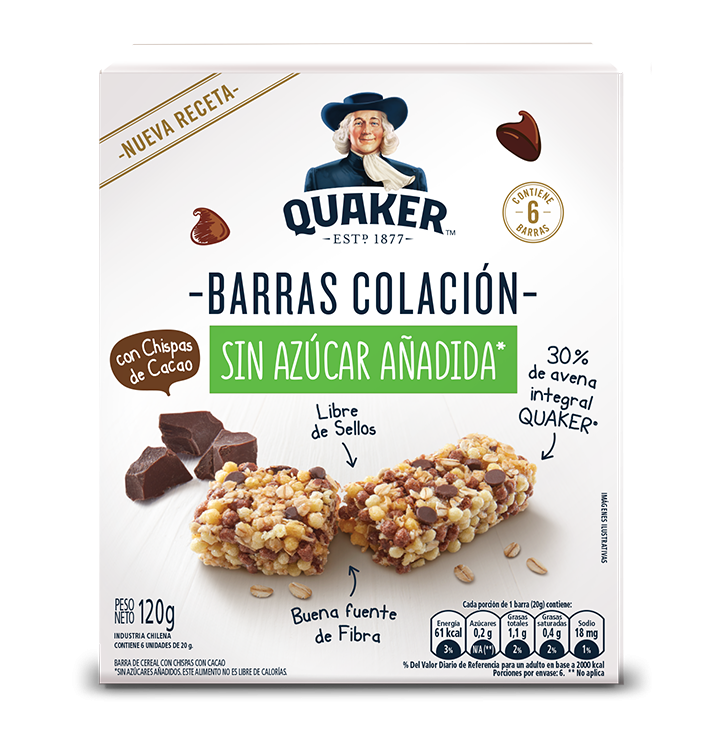 Quaker® Barra colación sabor Chispas de Chocolate | Quaker Chile